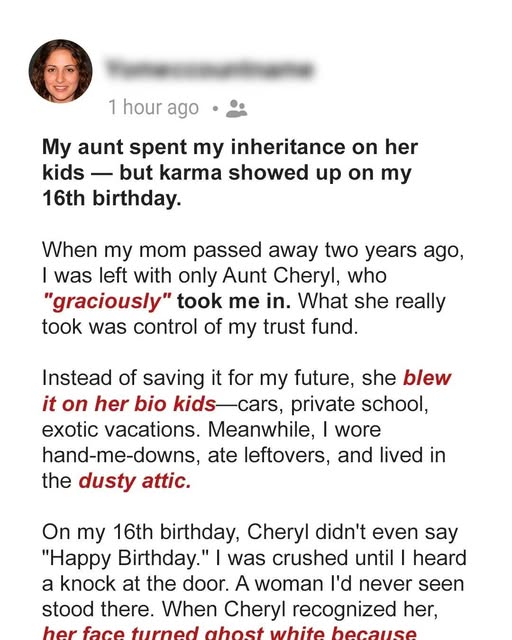 After My Mom’s Death, My Aunt Adopted Me to Get My Inheritance — on My 16th Birthday, a Stranger ...