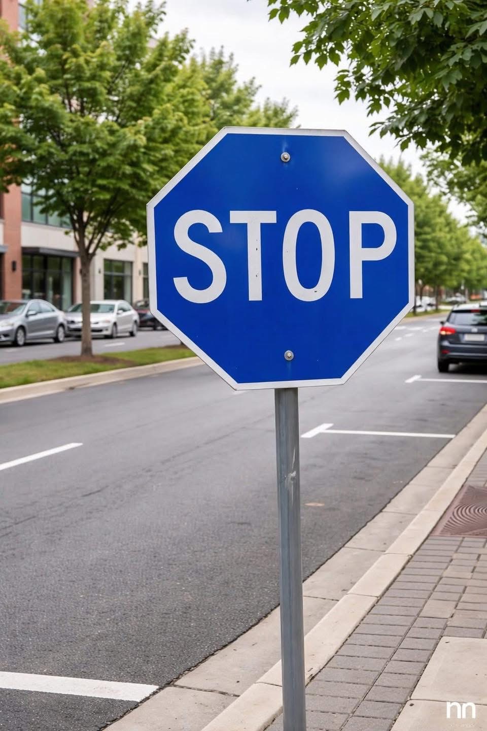 The Meaning Behind a Blue Stop Sign - My Healthy Life